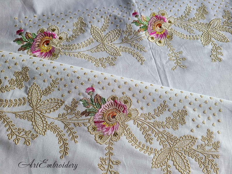 Josephine Court Dress Embroidery Designs: 1810 Floral Borders (8x14 ...