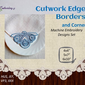 Cutwork Edge Borders and Corners Machine Embroidery Border Designs Set ...