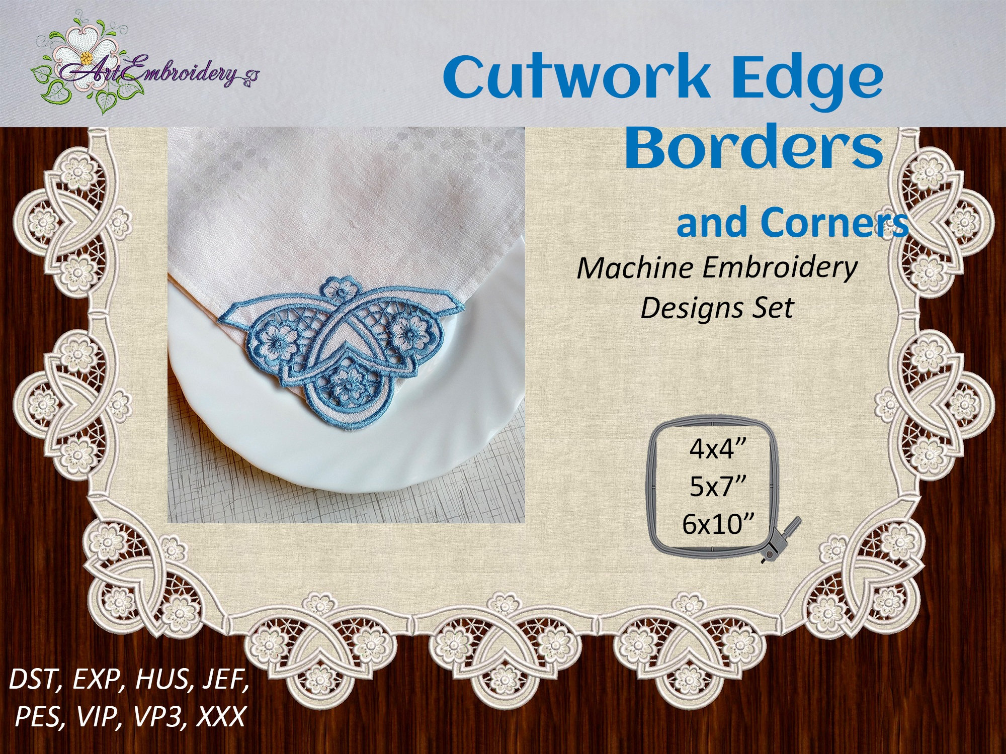 Cutwork Edge Borders and Corners Machine Embroidery Border - Etsy