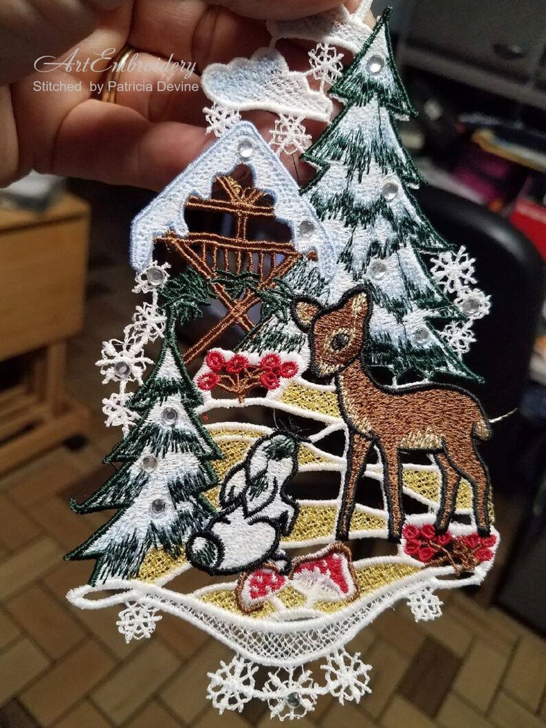 Winter Fairy Tale Deer FSL Machine Embroidery Design (5x7 and 6x8 ...