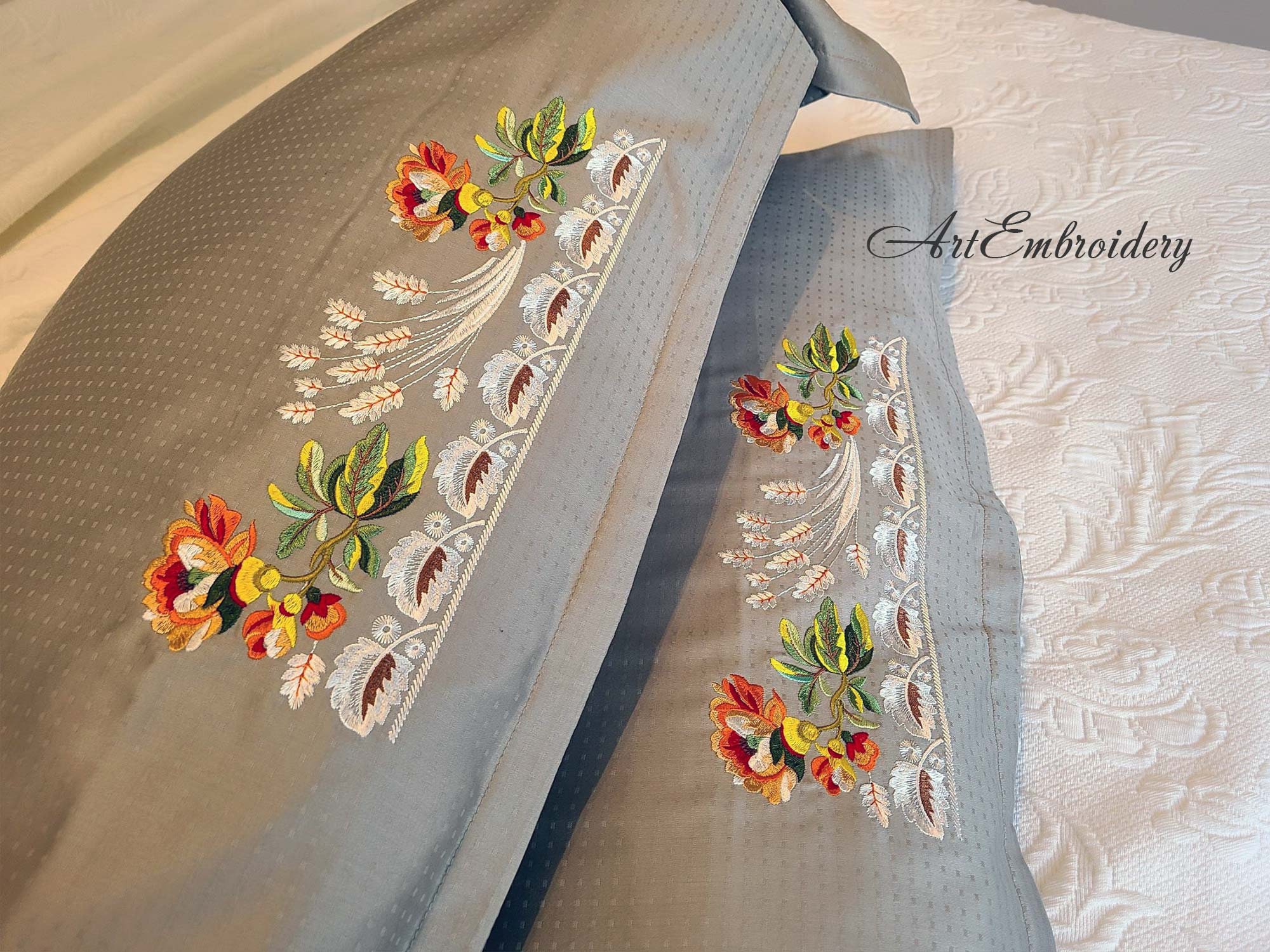 Magnus Orange Floral Motif Machine Embroidery Design for - Etsy