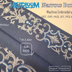 Heirloom Narrow Border - Machine Embroidery Scrolls and Flowers Design ...