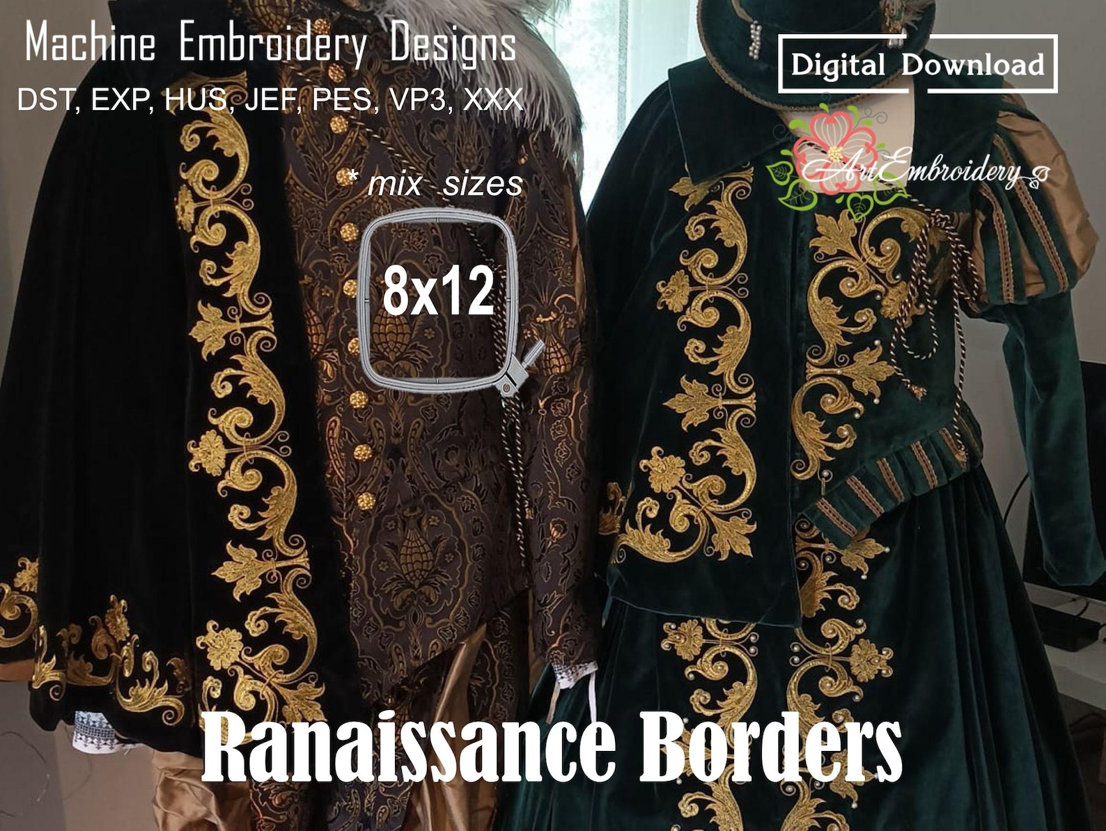 Renaissance Embroidery Designs: 16th Century Borders (8x12) (digital ...