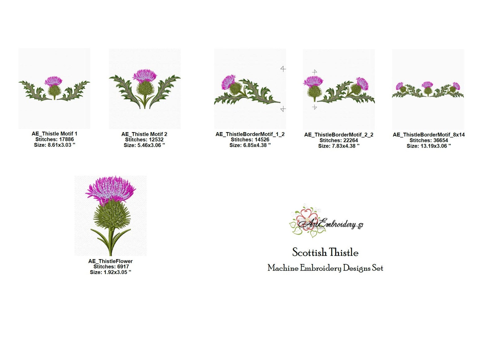 Scottish Thistle - Machine Embroidery Designs Set for Hoop Sizes up to ...