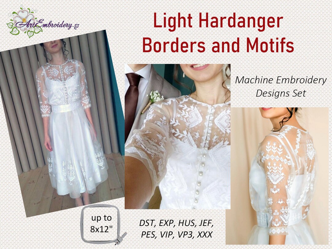 Light Hardanger Borders and Motifs - Machine Embroidery Counted Stitch ...