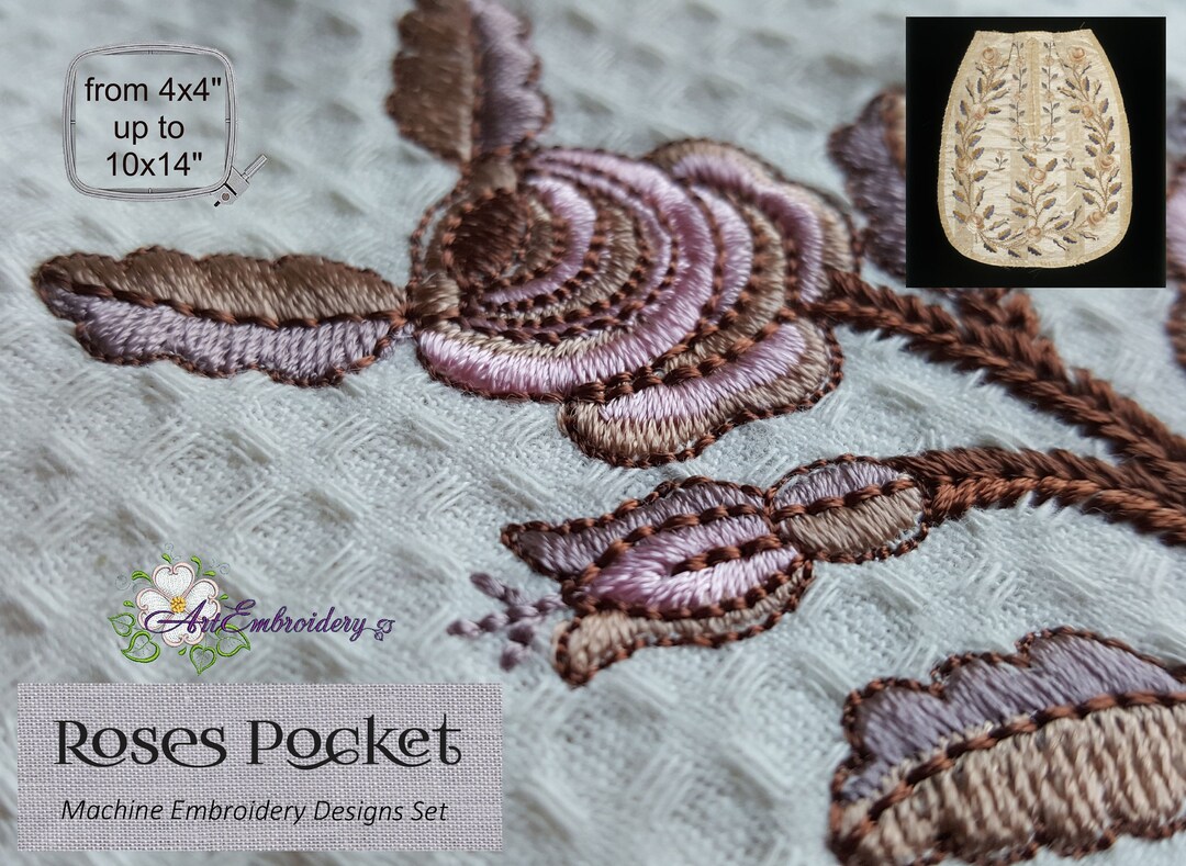 Roses Pocket - Machine Embroidery Designs Set for 18-19th Century ...