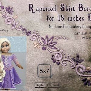 Rapunzel Doll Skirt Embroidery Designs: Scroll Border Set (digital ...
