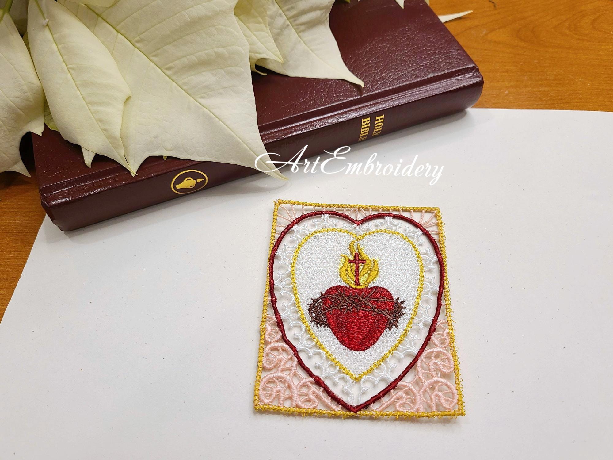 FSL Sacred Heart- Machine Embroidery Designs - Religious Lace Hoop 4x4 ...
