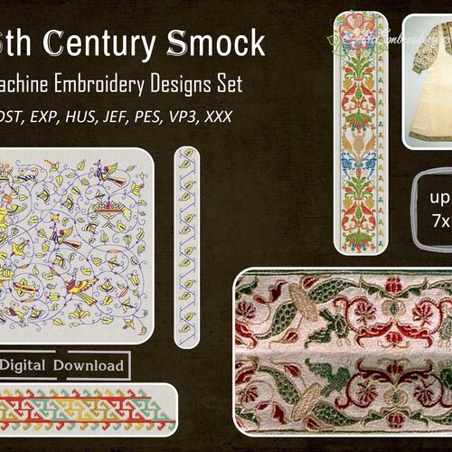 Renaissance Ivy Borders Machine Embroidery Designs Set for - Etsy