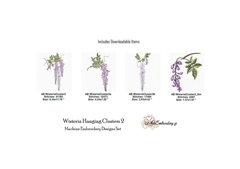 Wisteria Hanging Clusters Set 2 Machine Embroidery Botanical - Etsy