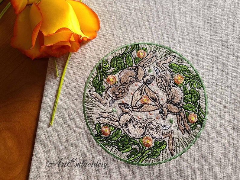 Hare Trinity Machine Embroidery Design: Triskele Hares (digital ...