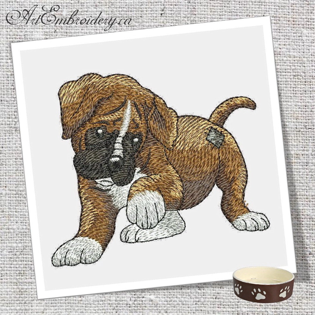Boxer Dog Machine Embroidery Patched Animal Design in | Etsy
