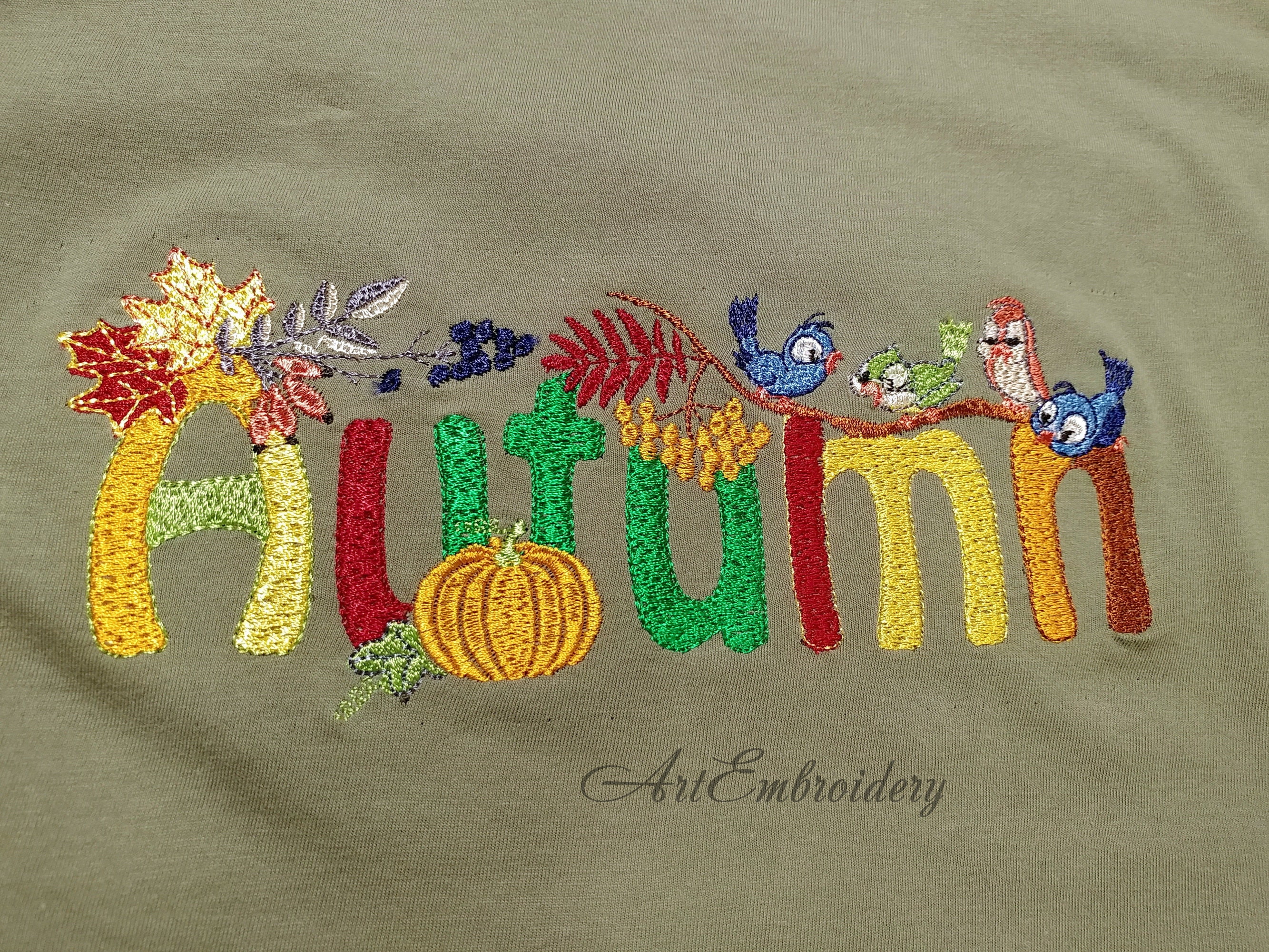 Autumn Word Art Machine Embroidery Design in 2 sizes for | Etsy
