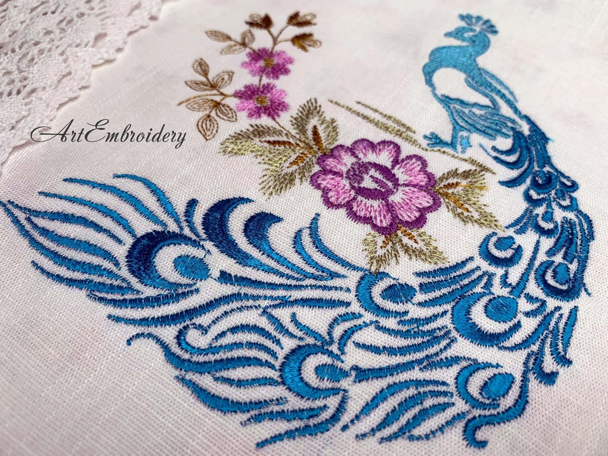 Two Colors Peacocks - Machine Embroidery Designs Set for Hoop 5x7" and ...