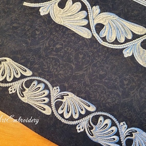 Сarved Flower Wave Machine Embroidery Endless Border Design for Hoop ...