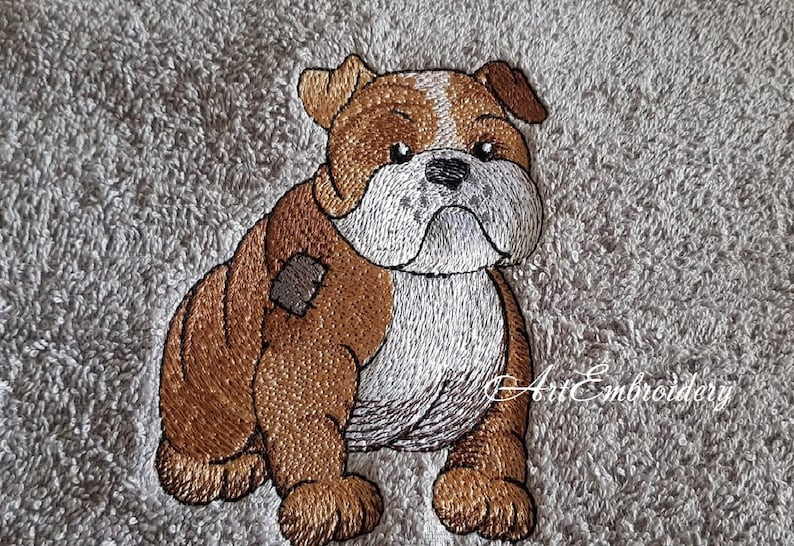 English Bulldog Machine Embroidery Design of Pathed Animals - Etsy