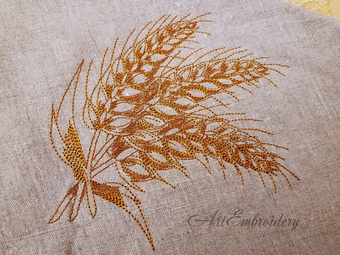 Ears of Barley Machine Embroidery Designs: Redwork & Filled (6x8", 8x8 ...