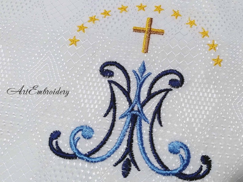 Maria Monogram Machine Embroidery Design: Christian Religious Art (4x4 ...