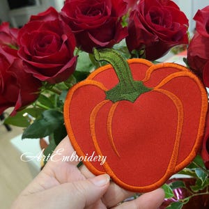Bell Pepper Coaster Machine Embroidery Design: Applique Outline (4x4 ...
