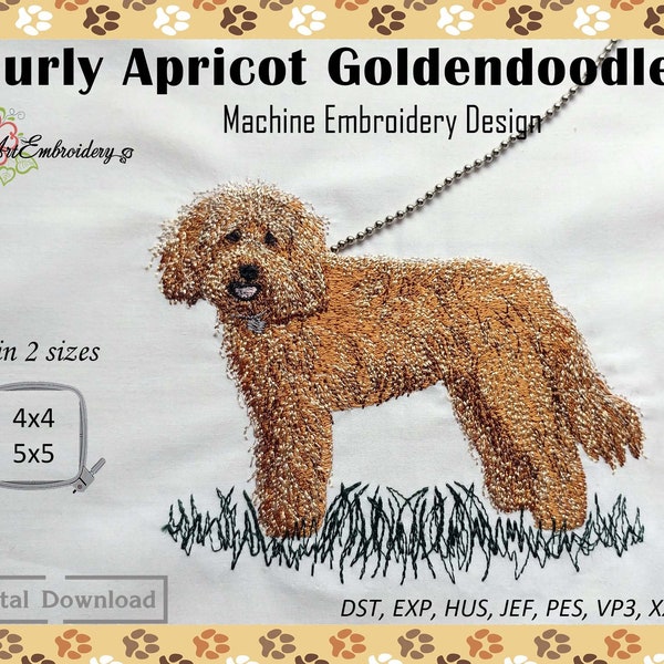 Goldendoodle Dog Embroidery Machine Design - Etsy