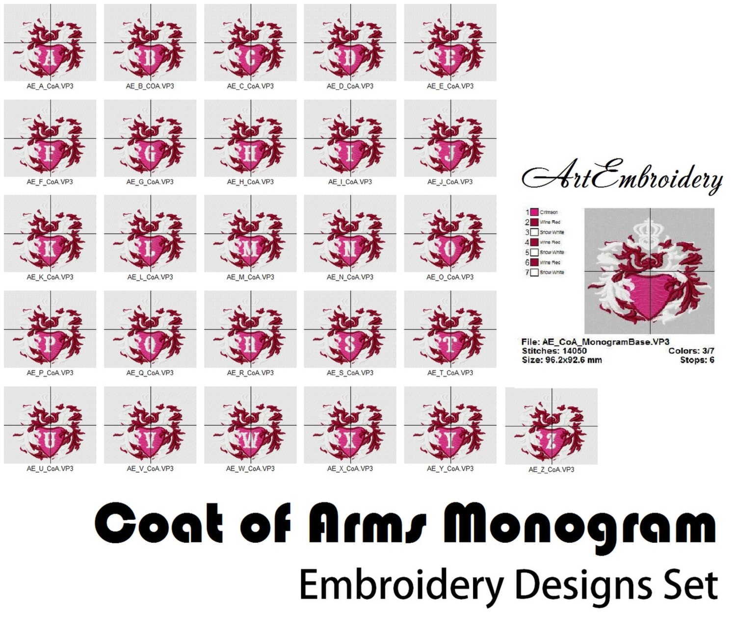 Coat of Arms Monogram English Alphabet on Heraldic Heart | Etsy