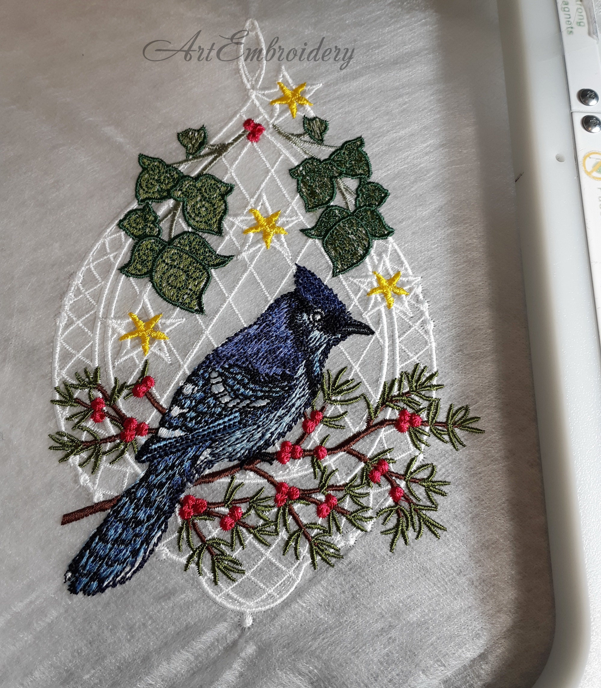 FSL Blue Jay = Machine Embroidery Freestanding Lace Design in 3 Sizes ...