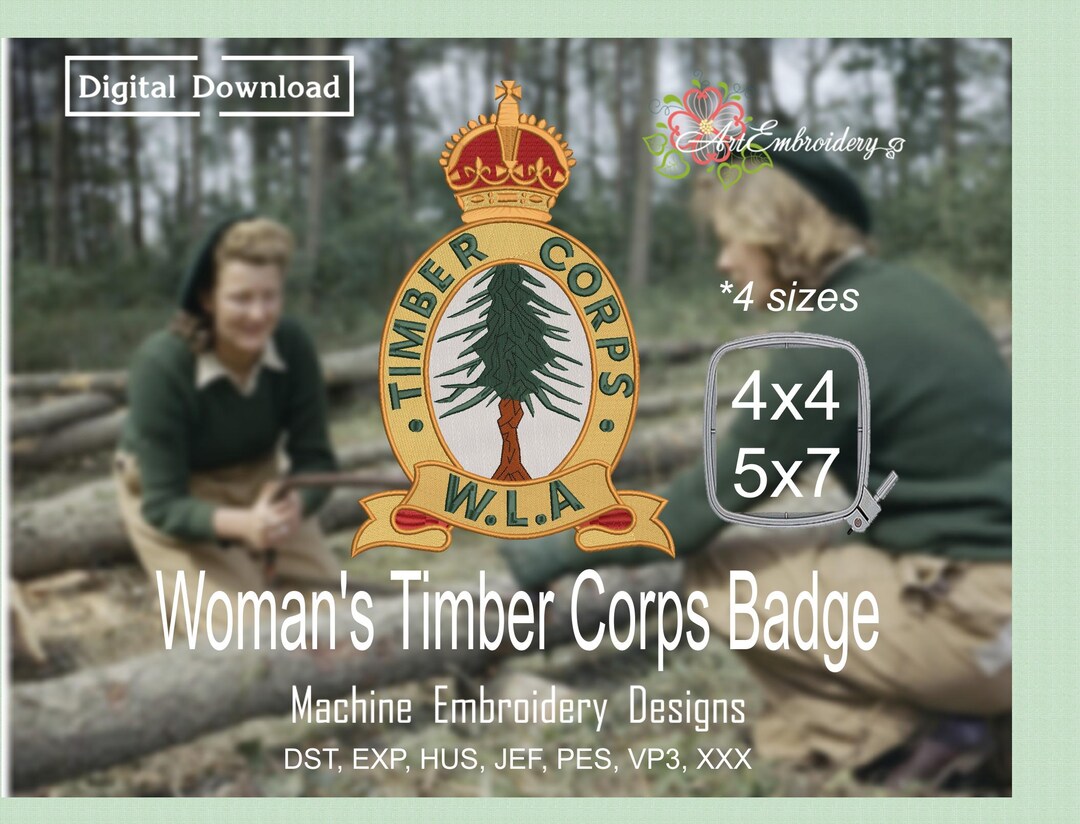 Lumberjills Timber Corps Badge: Machine Embroidery Design (4x4 to 5x7 ...