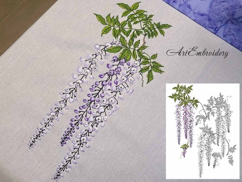 Wisteria Hanging Clusters Set 3 Machine Embroidery Botanical - Etsy