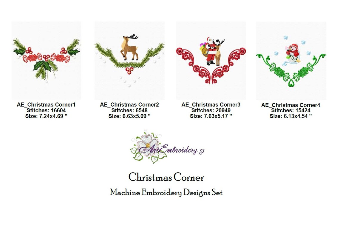 Christmas Corners Machine Embroidery Designs Set for Hoops 5x7" or 6x8 ...