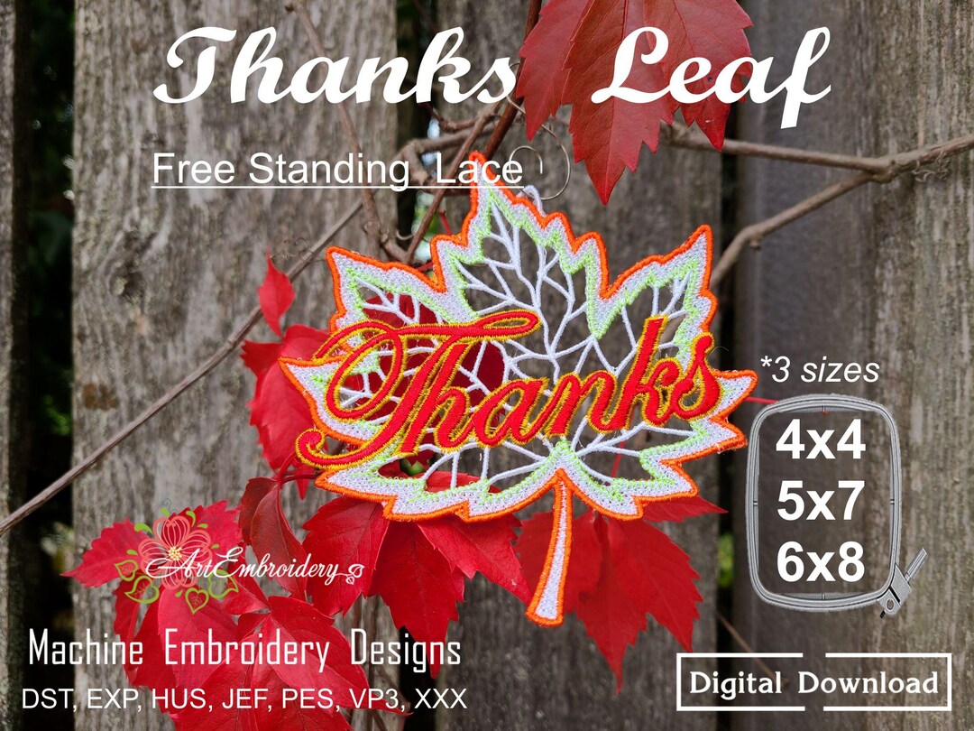 FSL Thanks Leaf - Machine Embroidery ITH Thanksgiving Lace Project ...