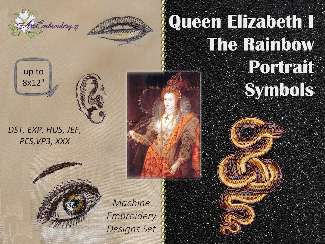 Queen Elizabeth I Embroidery Designs: Rainbow Portrait Symbols (8x12 ...
