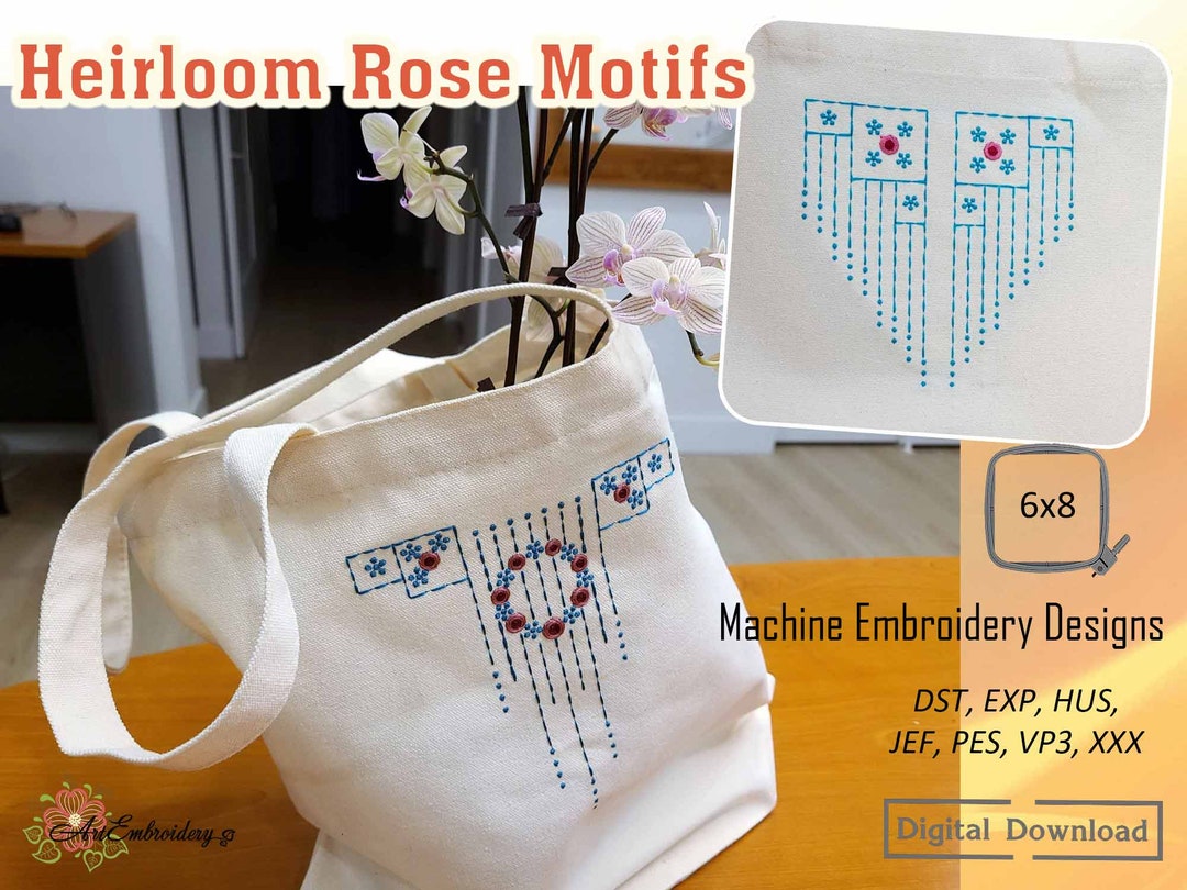 Art Deco Rose Machine Embroidery Designs: Heirloom Motifs (6x8" Hoop ...