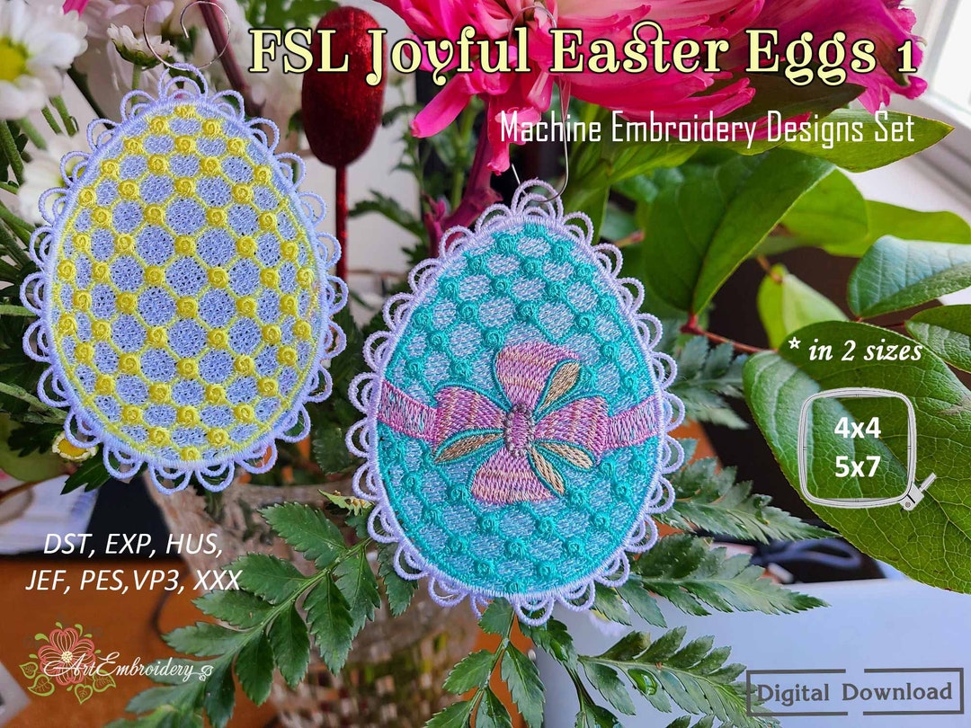 FSL Easter Egg Machine Embroidery Designs: Lace Ornaments (4x4", 5x7") - Etsy