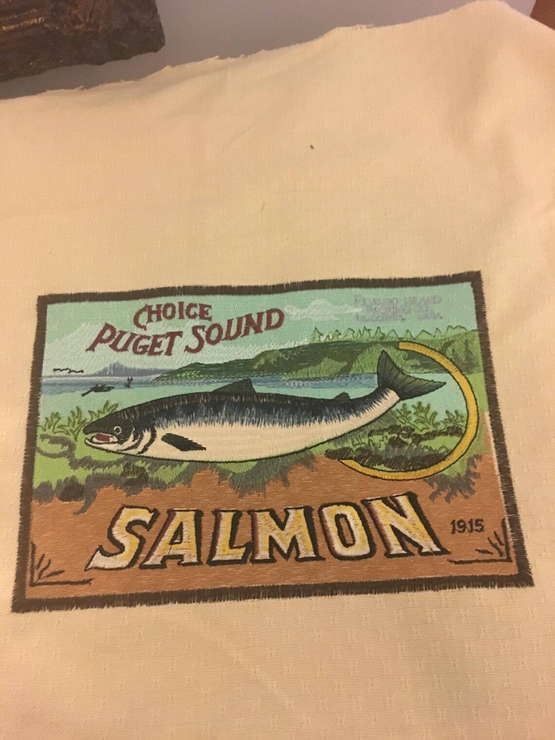 Antique Salmon Canning Label - Embroidery Designs for Hoops 4x6", 6x8 ...