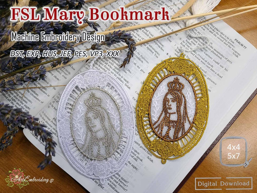 FSL Mary Bookmark - ITH Project Machine Embroidery Freestanding Lace ...