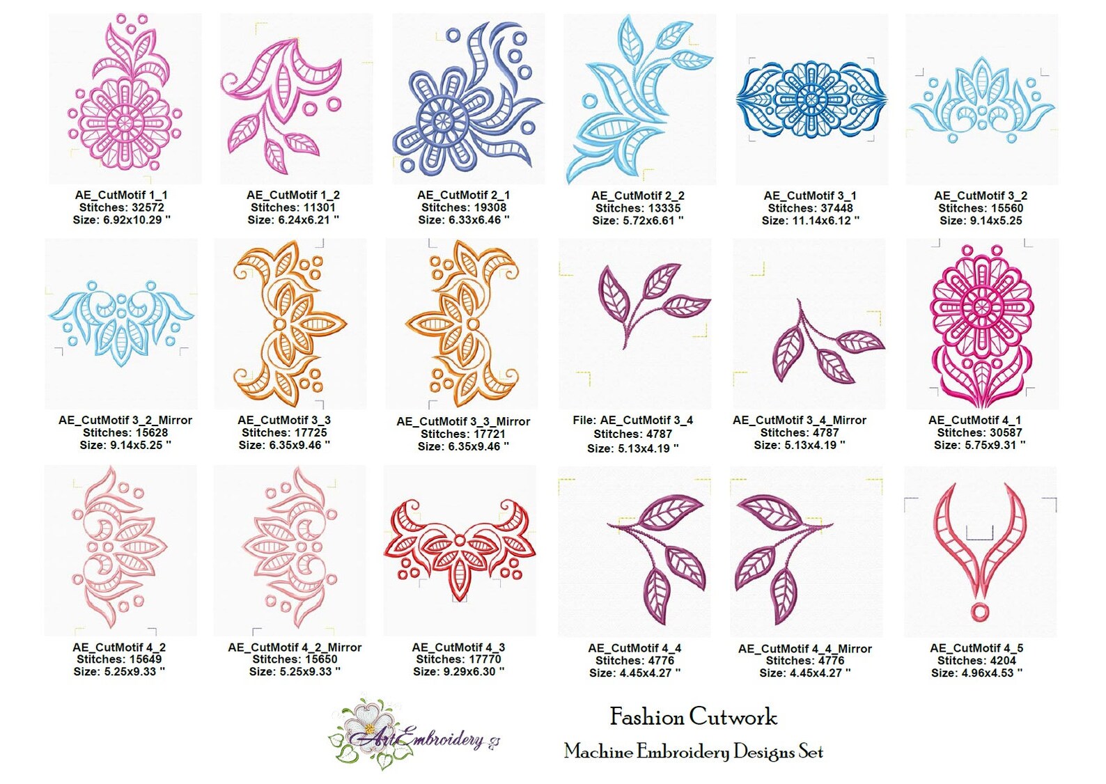 Fashion Cutwork Machine Embroidery Richelieu Designs Set for - Etsy