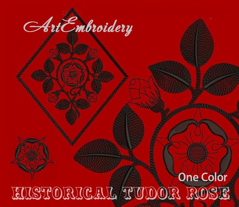 Tudor Rose Diamond One Color Embroidery Designs Set - Etsy