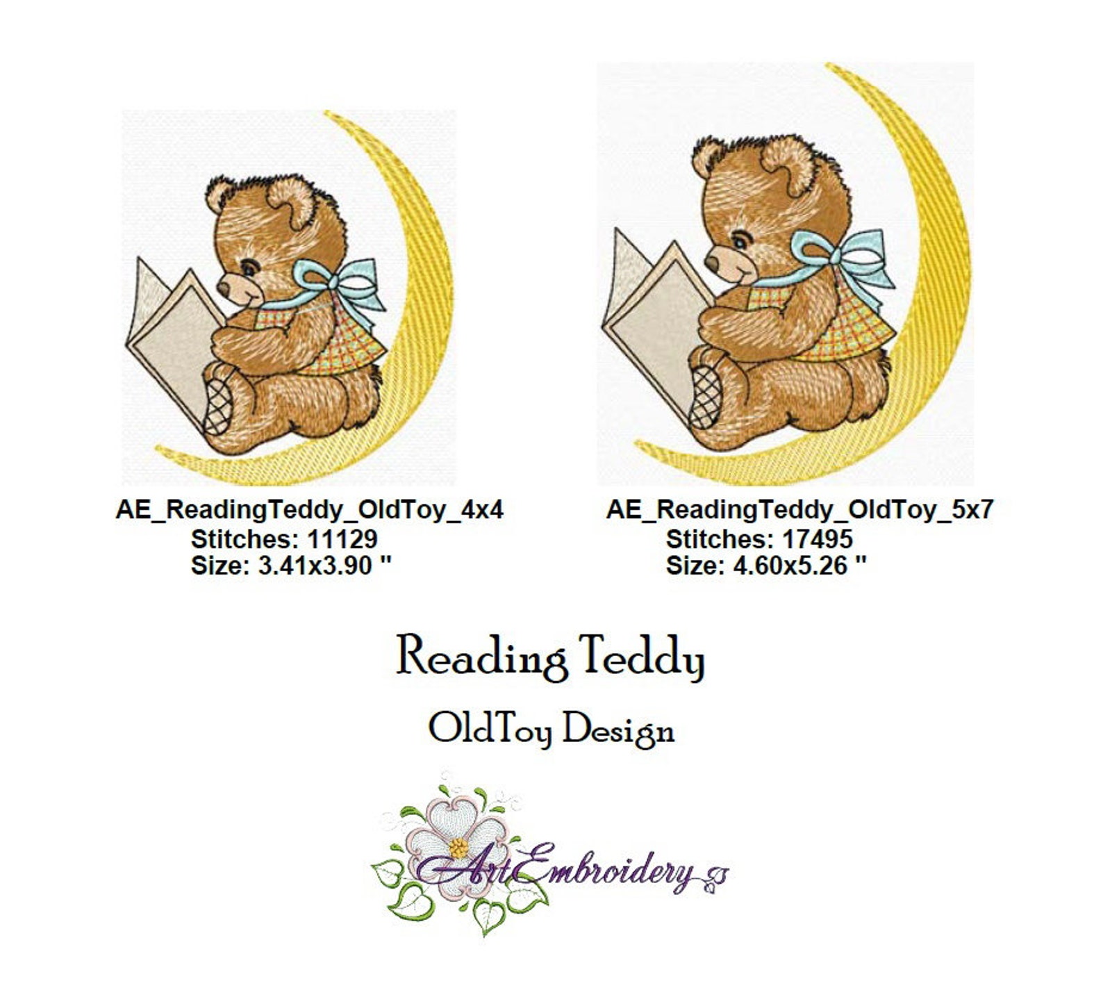 Reading Teddy Machine Embroidery Design for a Babies and | Etsy