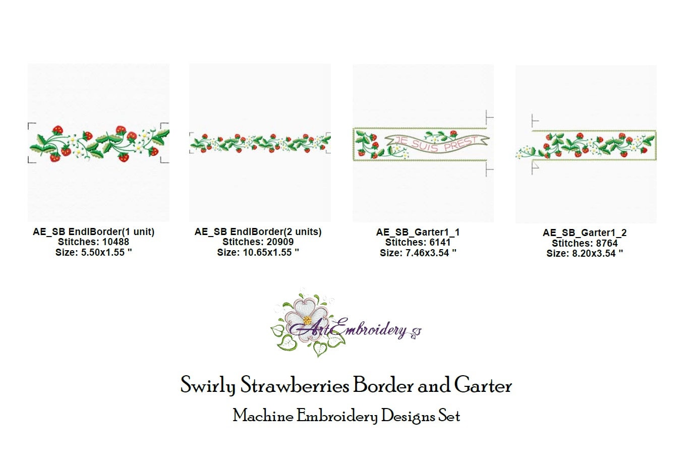 Outlander Swirly Strawberries Border and Garter Machine | Etsy