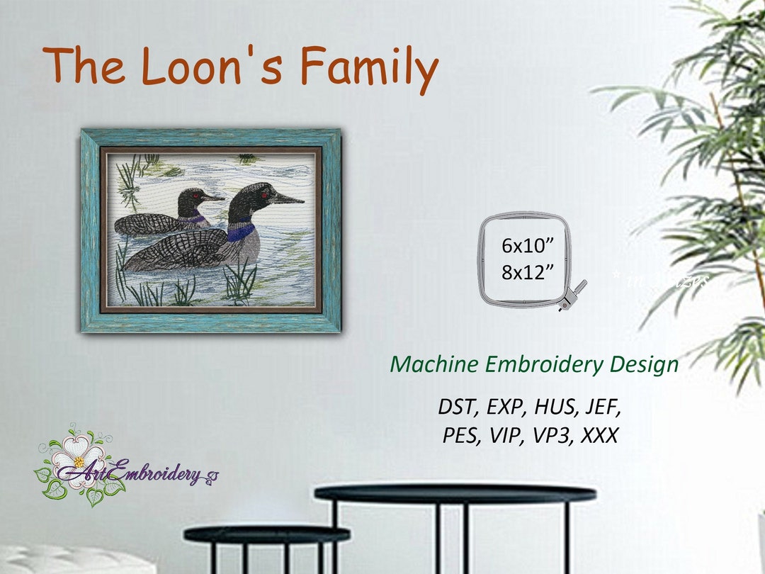 The Loon's Family Realistic Machine Embroidery Design in 2 Sizes - Etsy