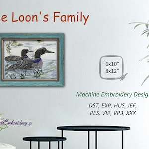 The Loon's Family Realistic Machine Embroidery Design in 2 Sizes - Etsy