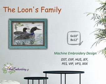 Loon on the Lake Machine Embroidery Design - Etsy