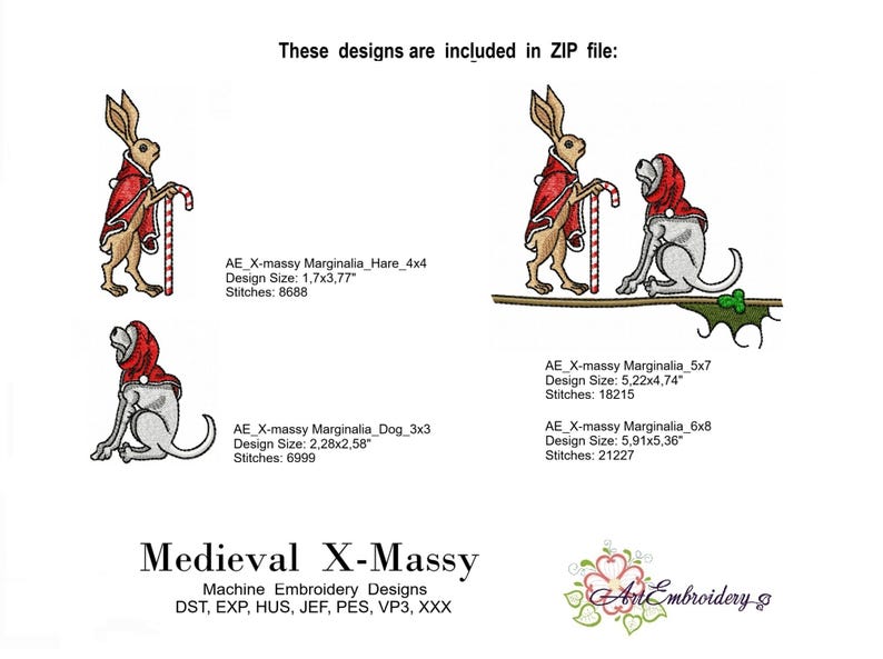 Medieval X-massy - Medieval Marginalia - Machine Embroidery Designs Mix ...