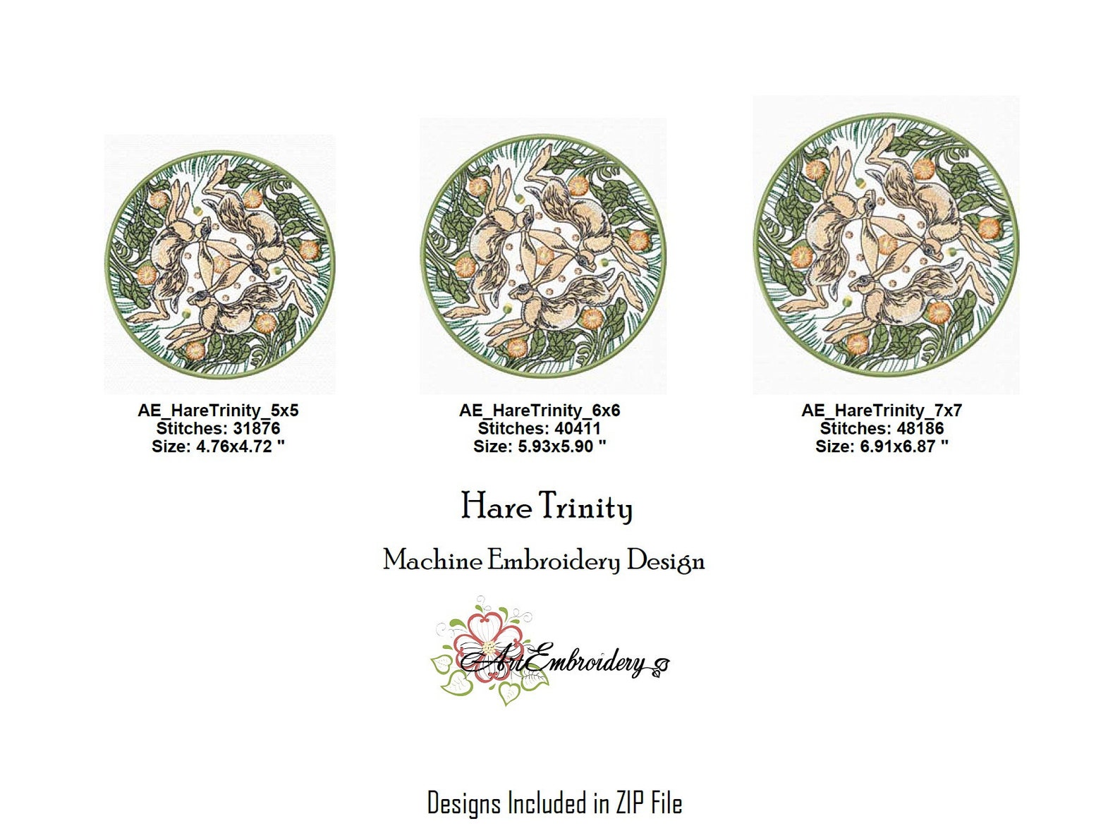 Hare Trinity Machine Embroidery Design in 3 Sizes for Hoop - Etsy