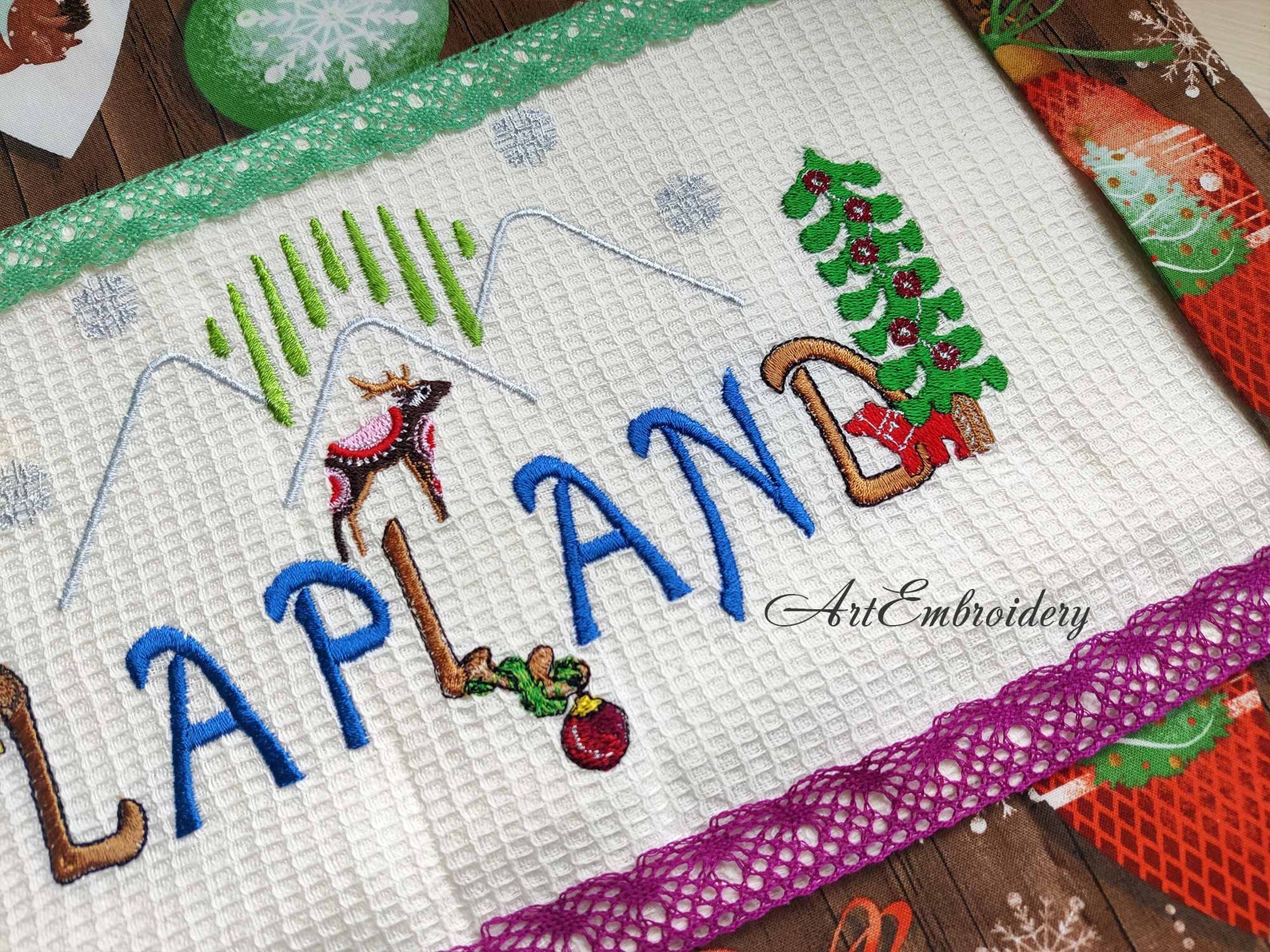 Lapland – Christmas Word Art – Machine Embroidery Scandinavian Winter ...