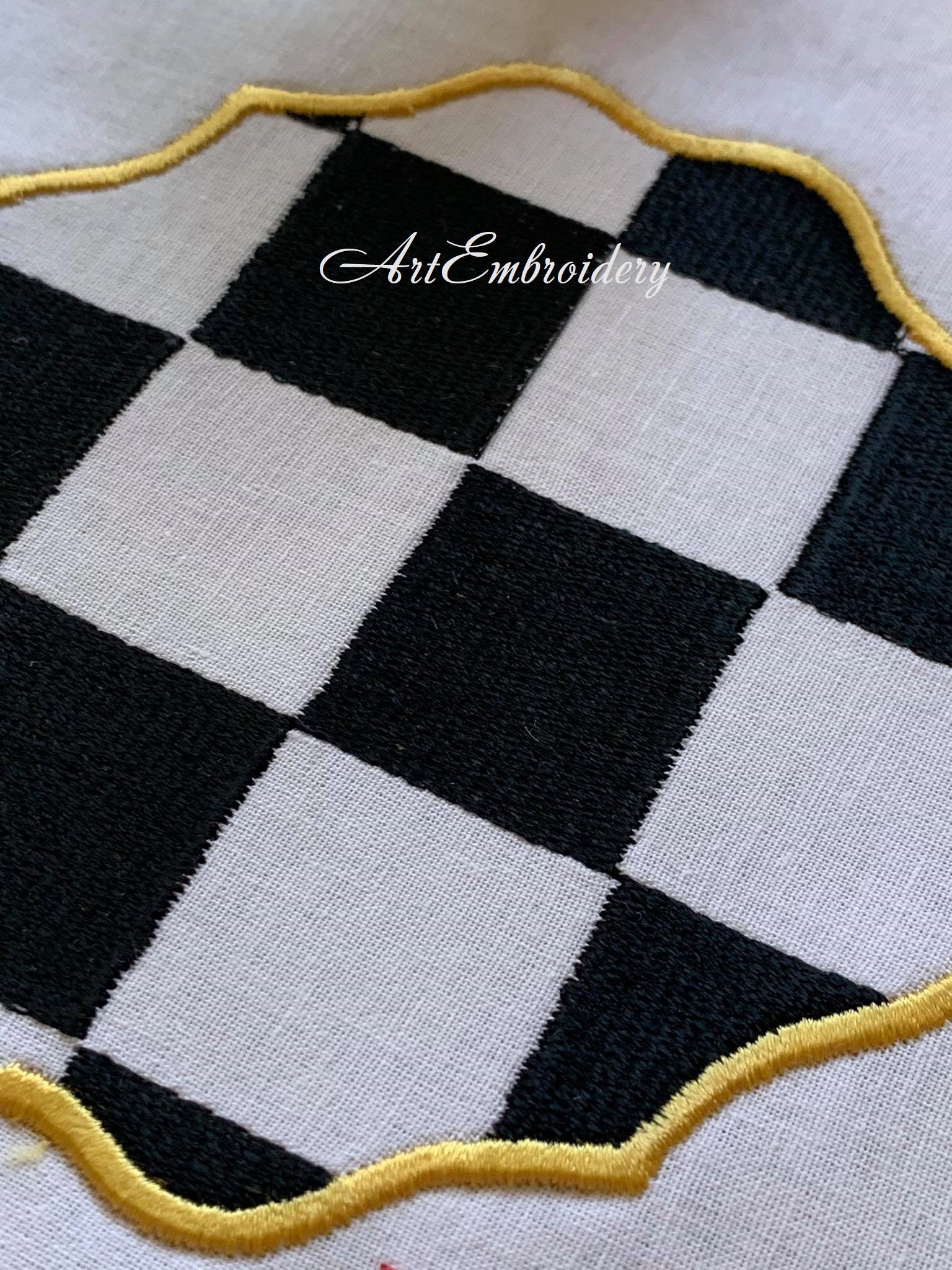 Black & White Check Embroidery Designs: Floral Motifs (4x4 to 5x7 Hoop ...