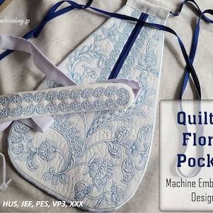 Quilted Floral Pocket - Machine Embroidery Design Includes Assembled ...