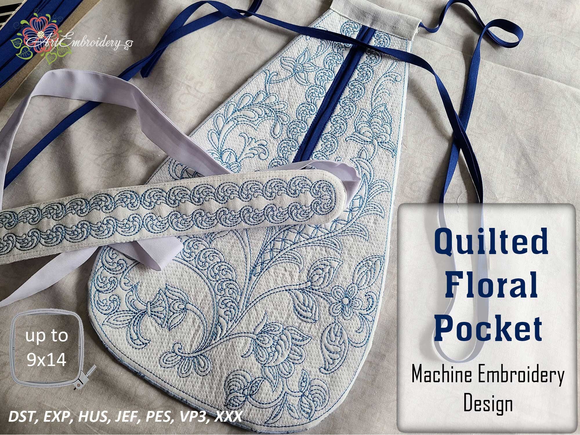 Quilted Floral Pocket Machine Embroidery Design includes | Etsy