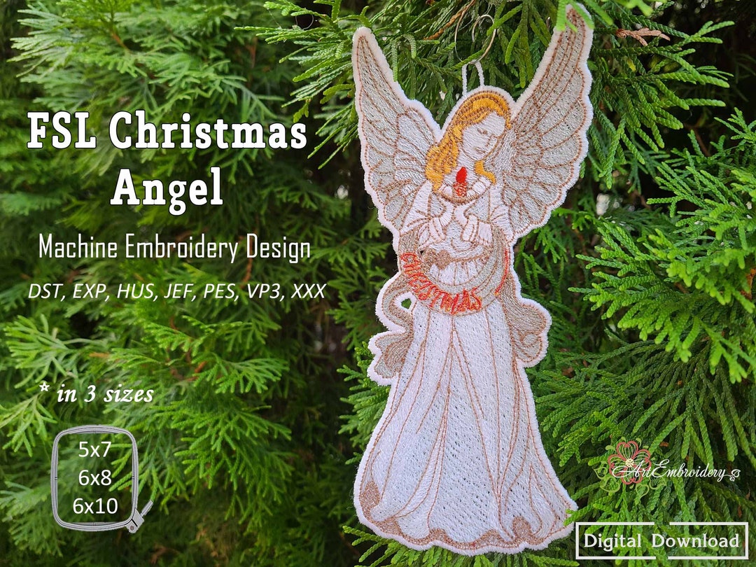 FSL Christmas Angel Machine Embroidery Design: Lace Ornament (digital ...