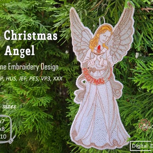 FSL Christmas Angel Machine Embroidery Design: Lace Ornament (digital ...